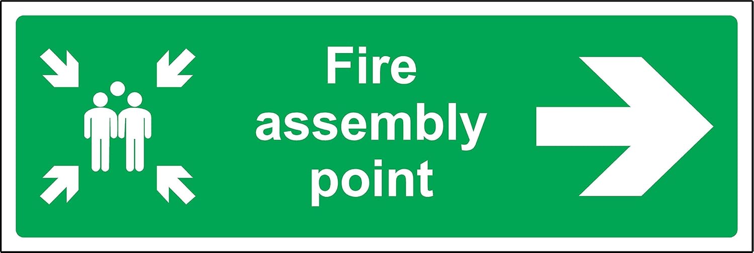 Fire assembly point directional right arrow Safety sign - 1.2mm Rigid ...