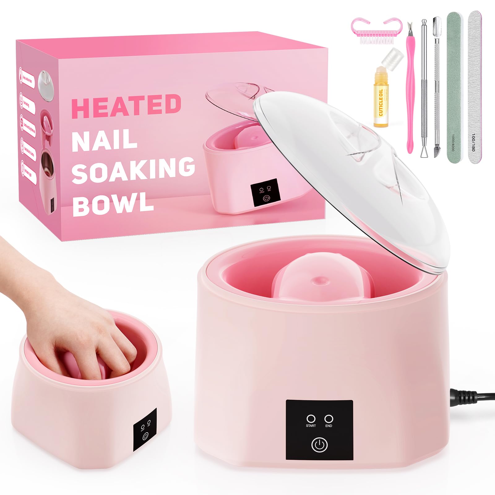 Electric Nail Soak Off Bowl for Manicure: 36W Fast Heating Nail Soaking ...