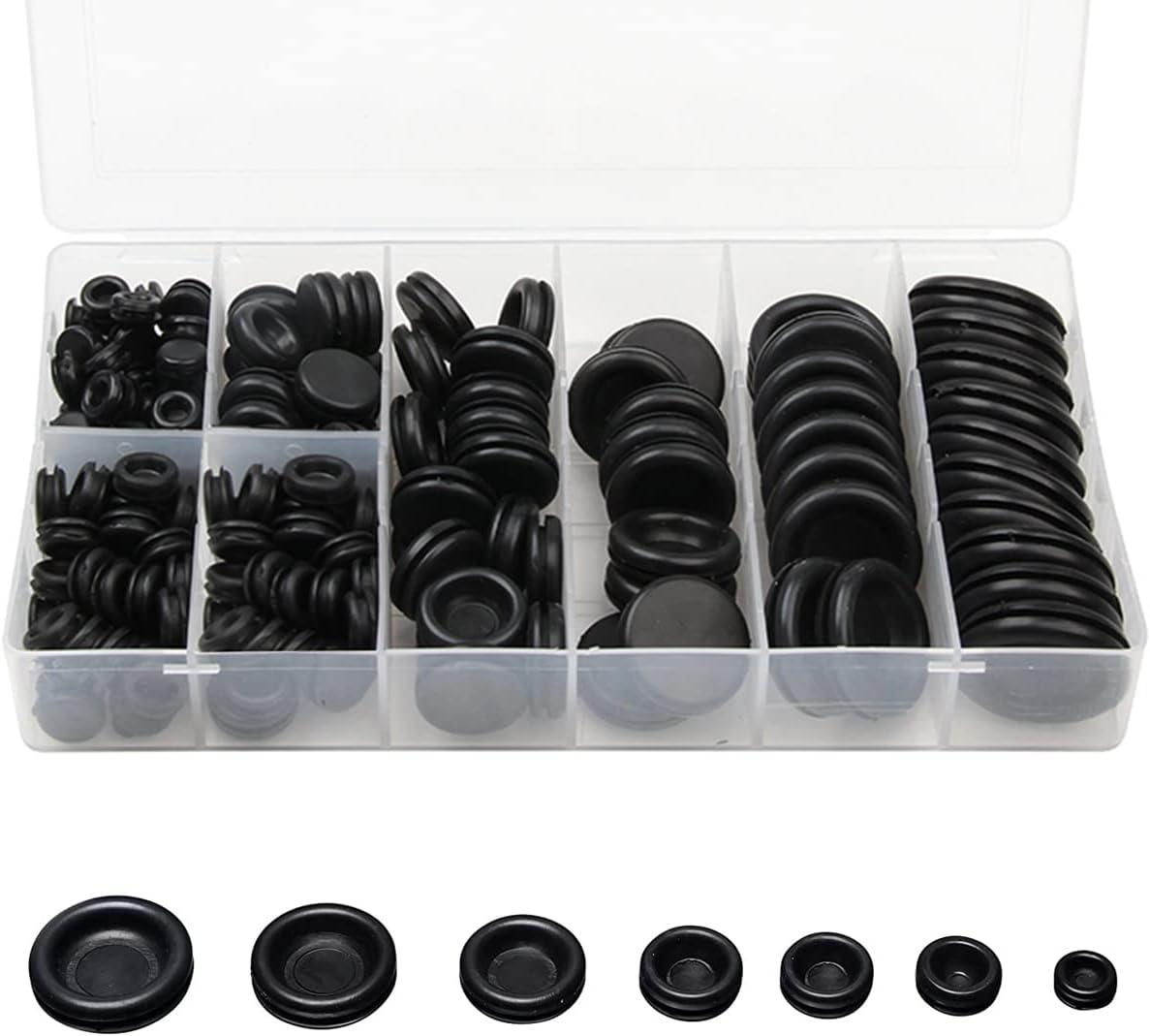 Beenlen 170 Pcs Closed Rubber Grommet Assortment Kit, 7 Sizes Solid ...