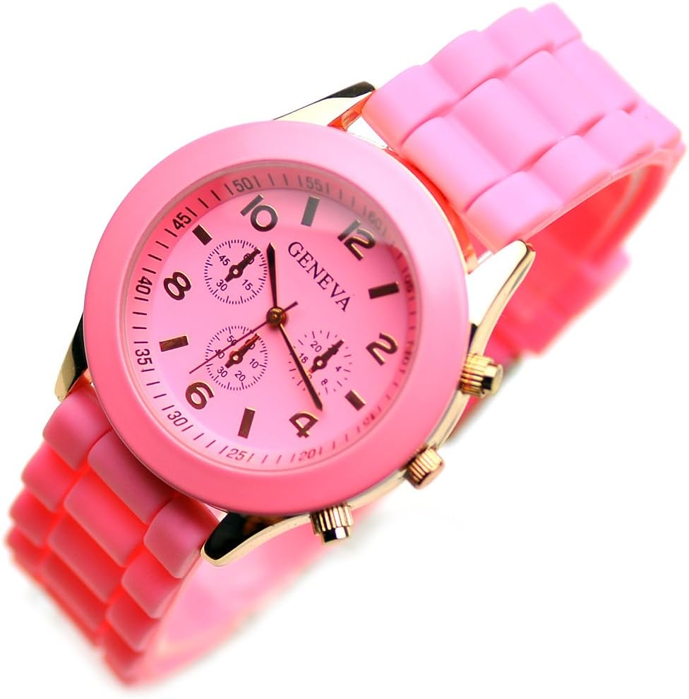 Amazon.com: Classic Silicone Women Watch Gifts Stylish Pink Fashion ...