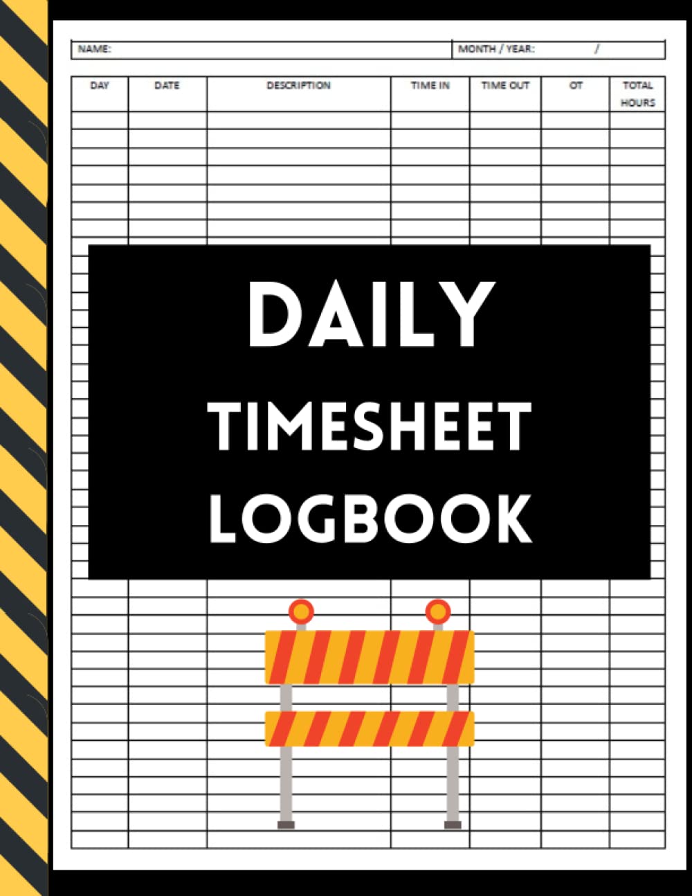 Daily Time Sheet Log Book Construction Employee Work Hours Record ...