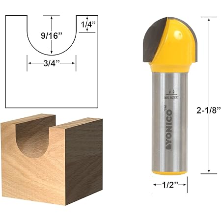Yonico 14166q 1/2-Inch Diameter Core Box Router Bit 1/4-Inch Shank ...