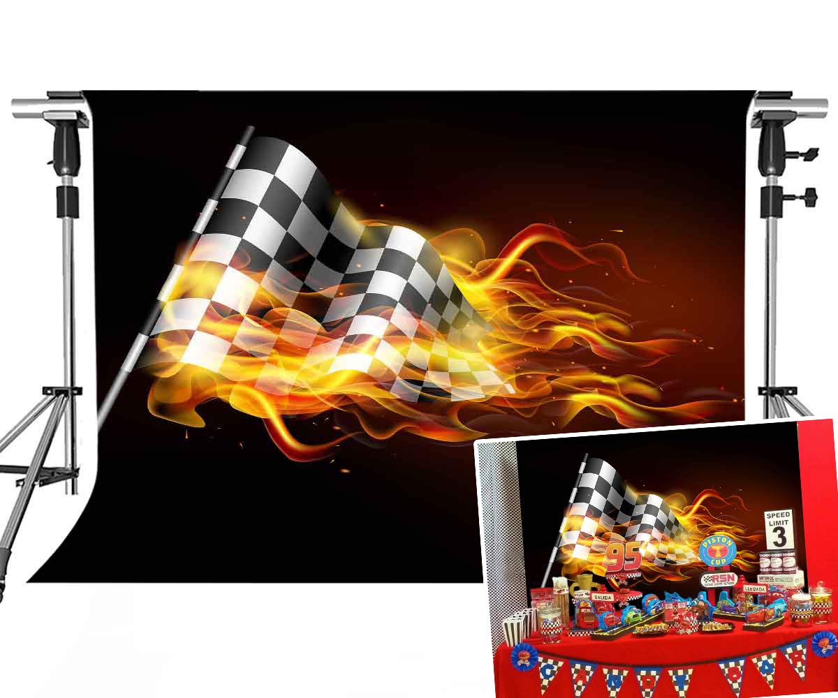 Amazon.com : Racing Car Backdrop Flame Black Photography Background ...