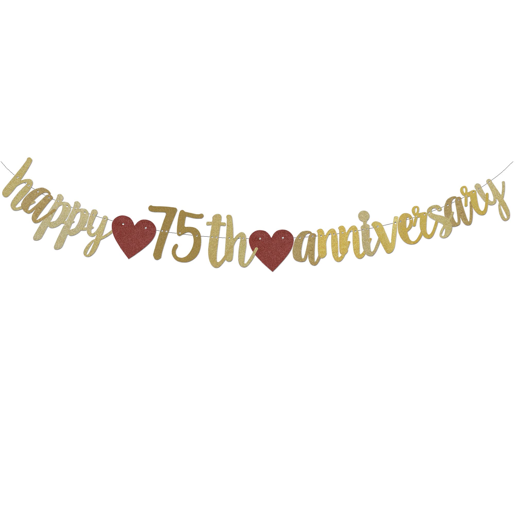 Amazon.com: Happy 75TH Anniversary Banner Sign Gold Paper Glitter Party ...
