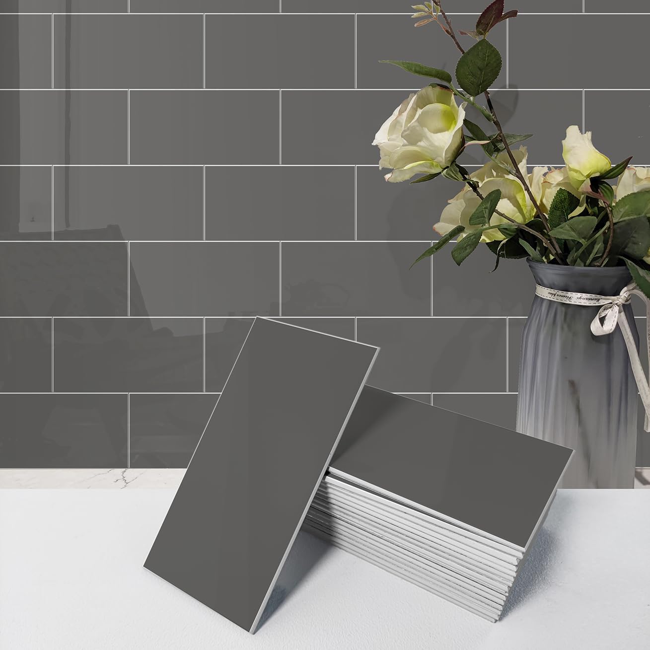 Avant Decor | Sample Tile | Stone Composite Subway Solid Color Tiles ...