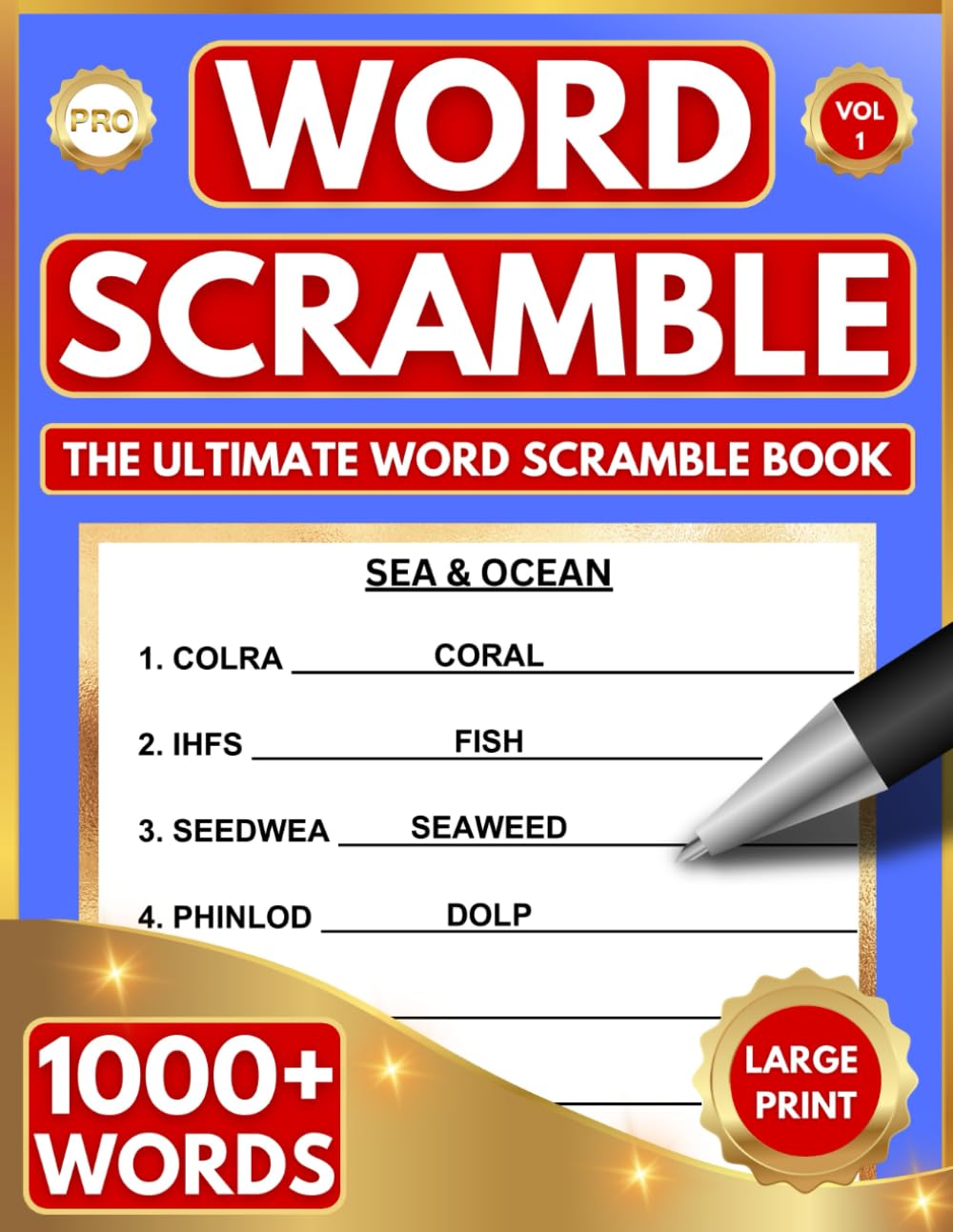 Amazon.com: Word Scramble Book For Adults: 1000+ Large Print Word ...