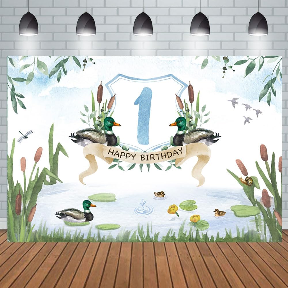Amazon.com : Aperturee 7X5ft Duck Hunting Happy 1st Birthday Backdrop ...