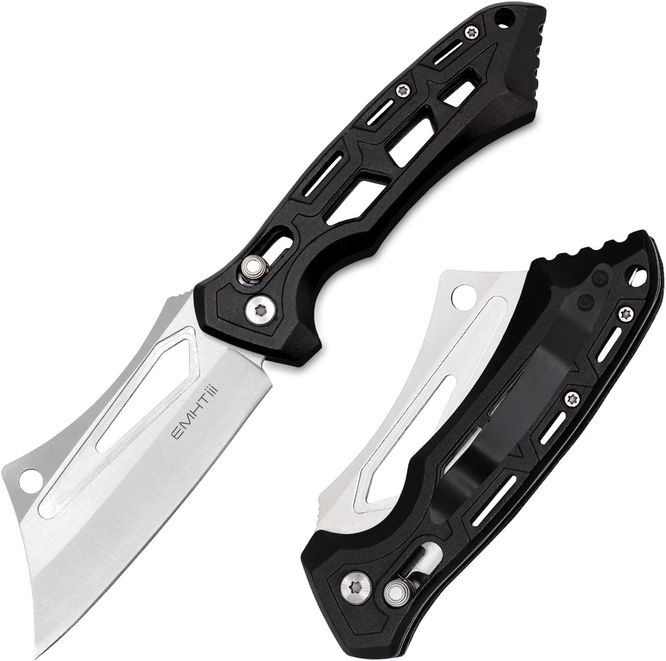 Amazon.com : EMHTiii Cleaver Pocket Folding Knife - 3.54" Stainless ...