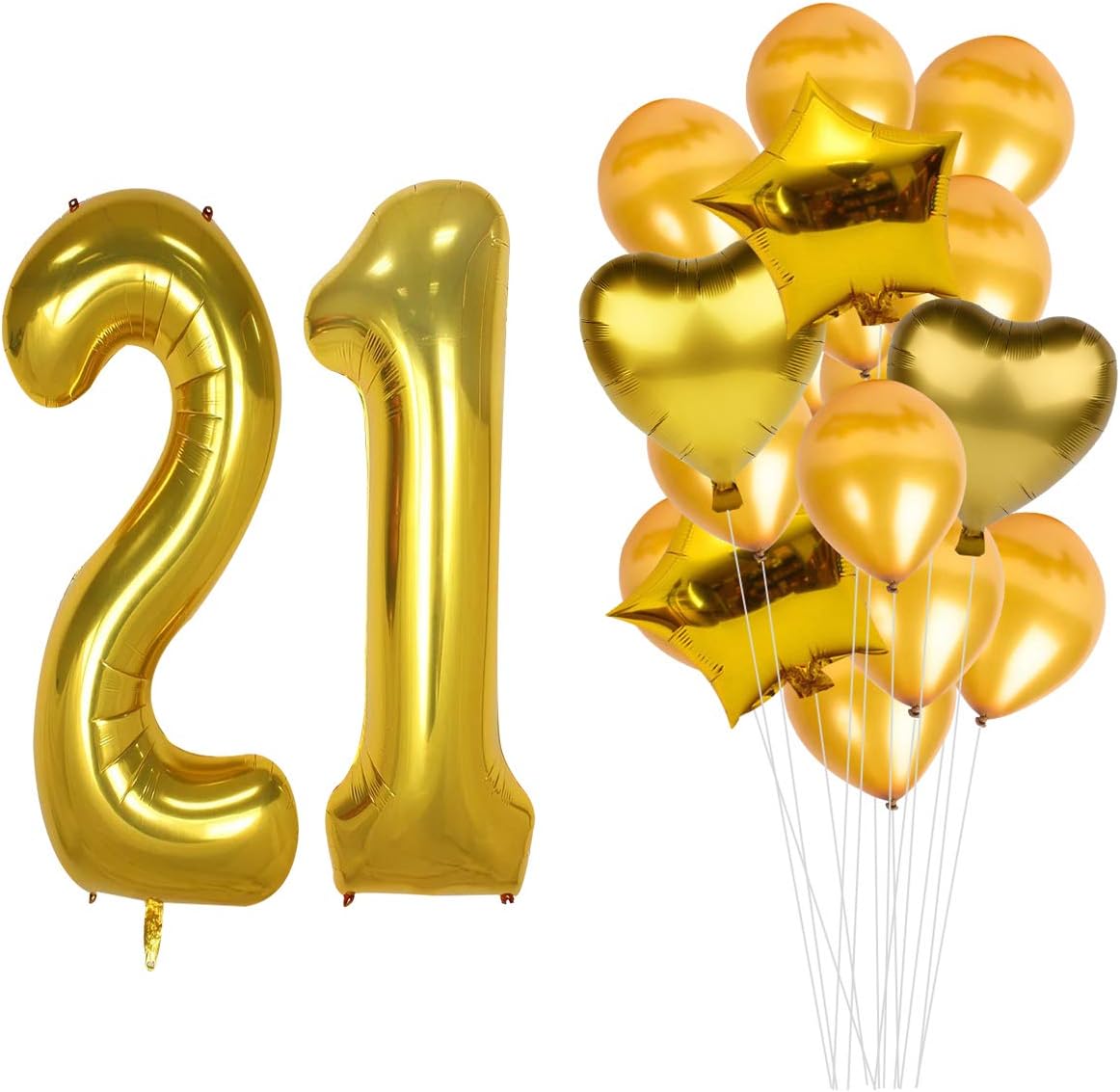 Amazon.com: MAGJUCHE 40 Inch Gold 21st Birthday Helium Jumbo Digital ...