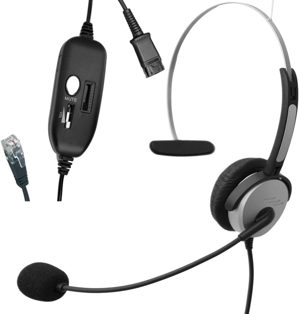 Amazon.com: Voistek Mono Call Center Telephone Headset Quick Disconnect ...