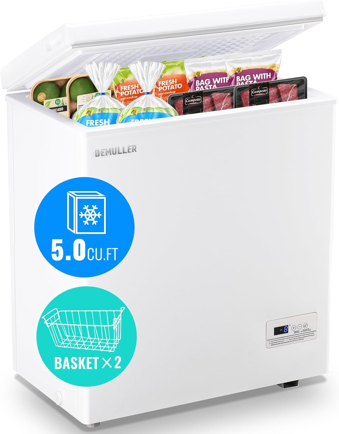 Amazon.com: DEMULLER Chest Freezer 5.0 CU.FT Ultra-low Temperature Deep ...
