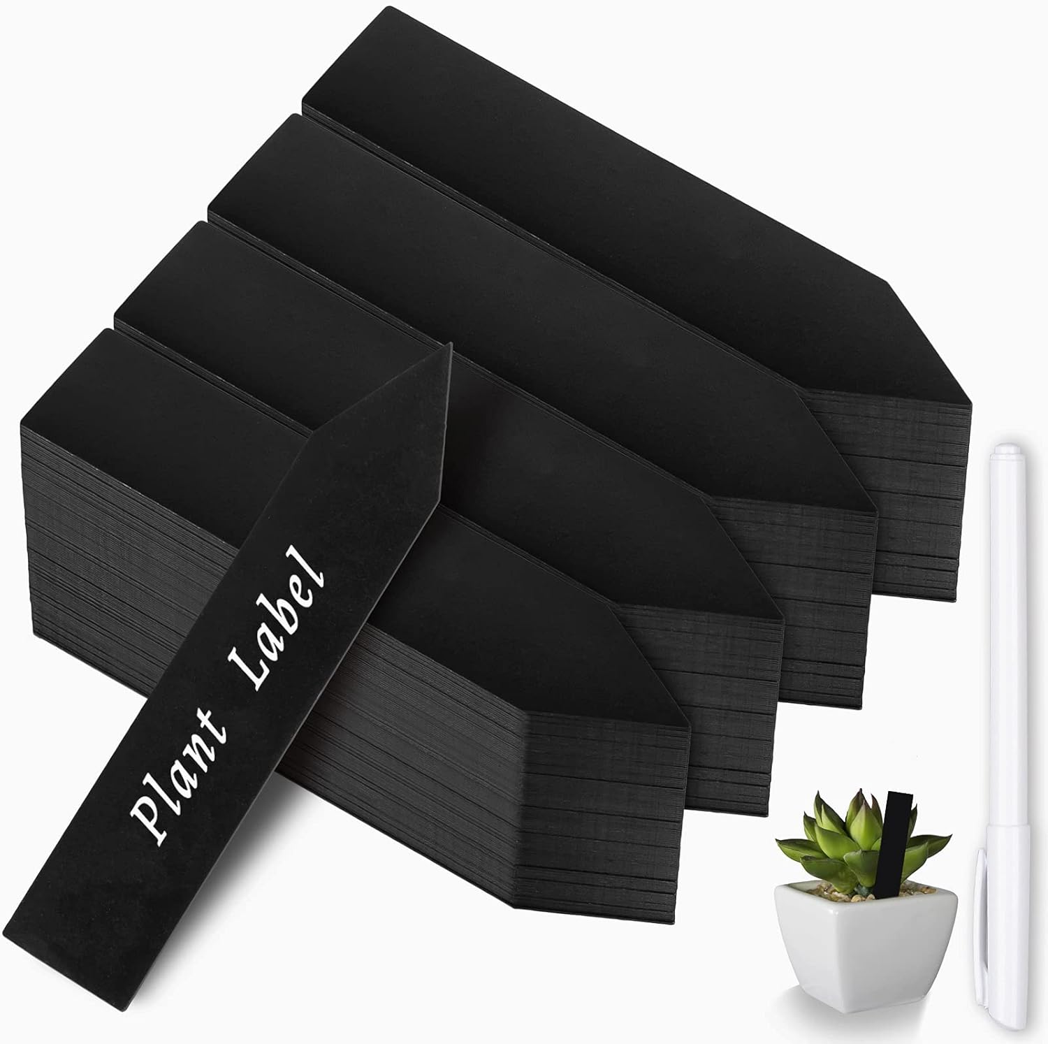 Amazon.com: Whaline 200Pcs Plastic Plant Labels with Marker Pen Black ...