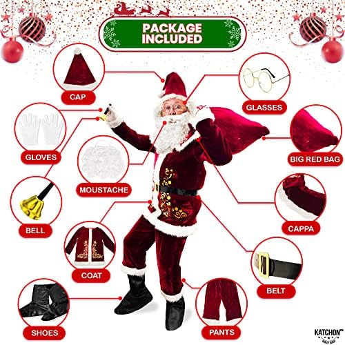 Amazon.com: KatchOn Deluxe Velvet Santa Suit for Adults - 11 Pieces ...
