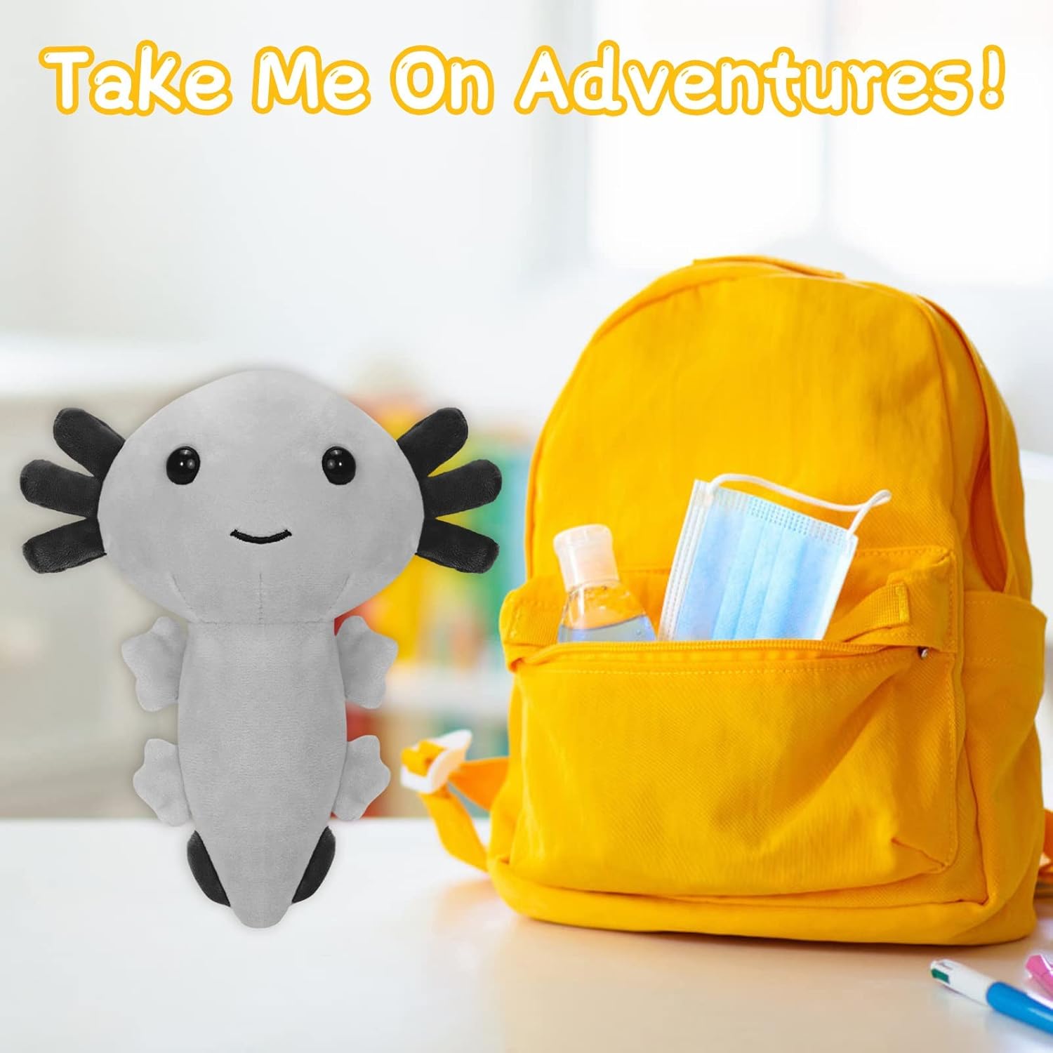 Axolotl Soft Toy Grey Axolotl Stuffed Animal Plush Toy 8 inch – BigaMart