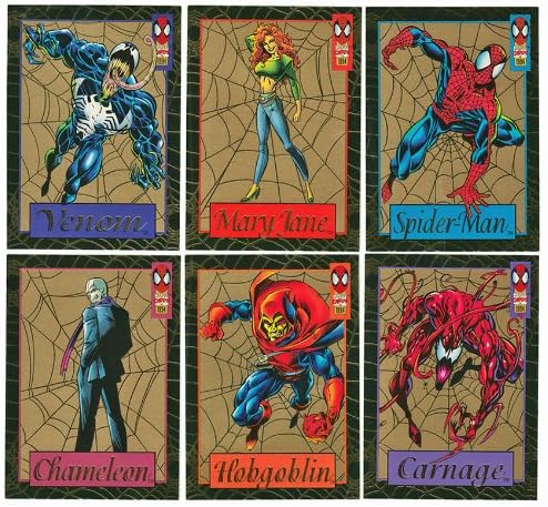 Amazon.com: Spiderman 1994 Gold Web Complete Set of 6 Rare Gold Foil ...