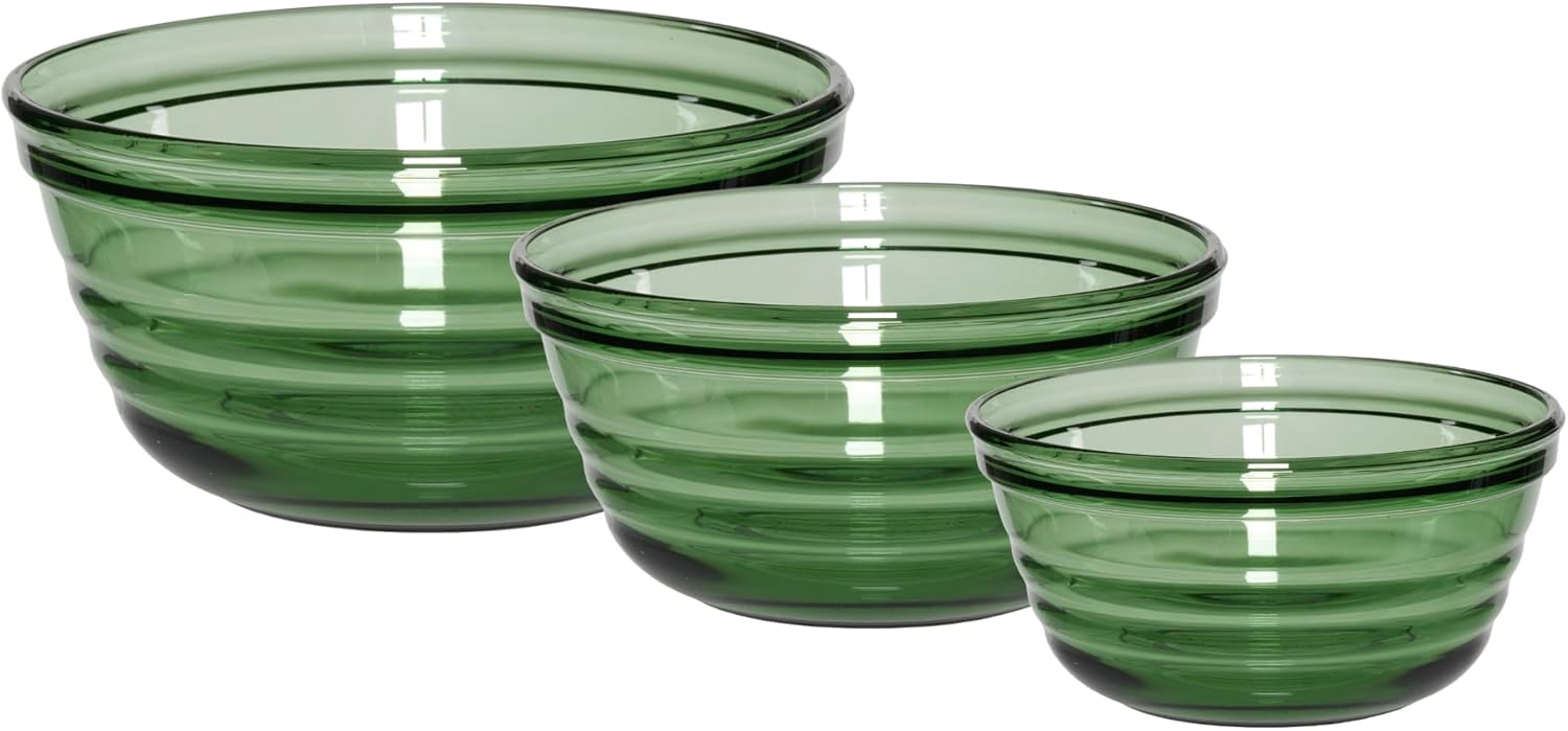 Amazon.com: Anchor Hocking Ribbed Mixing Bowls (3-Piece, Fern Green ...