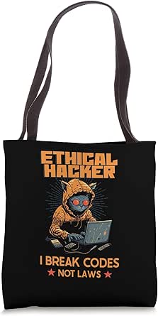 Amazon.com: Ethical Hacking Analyst Cat For Cyper Security Tote Bag ...