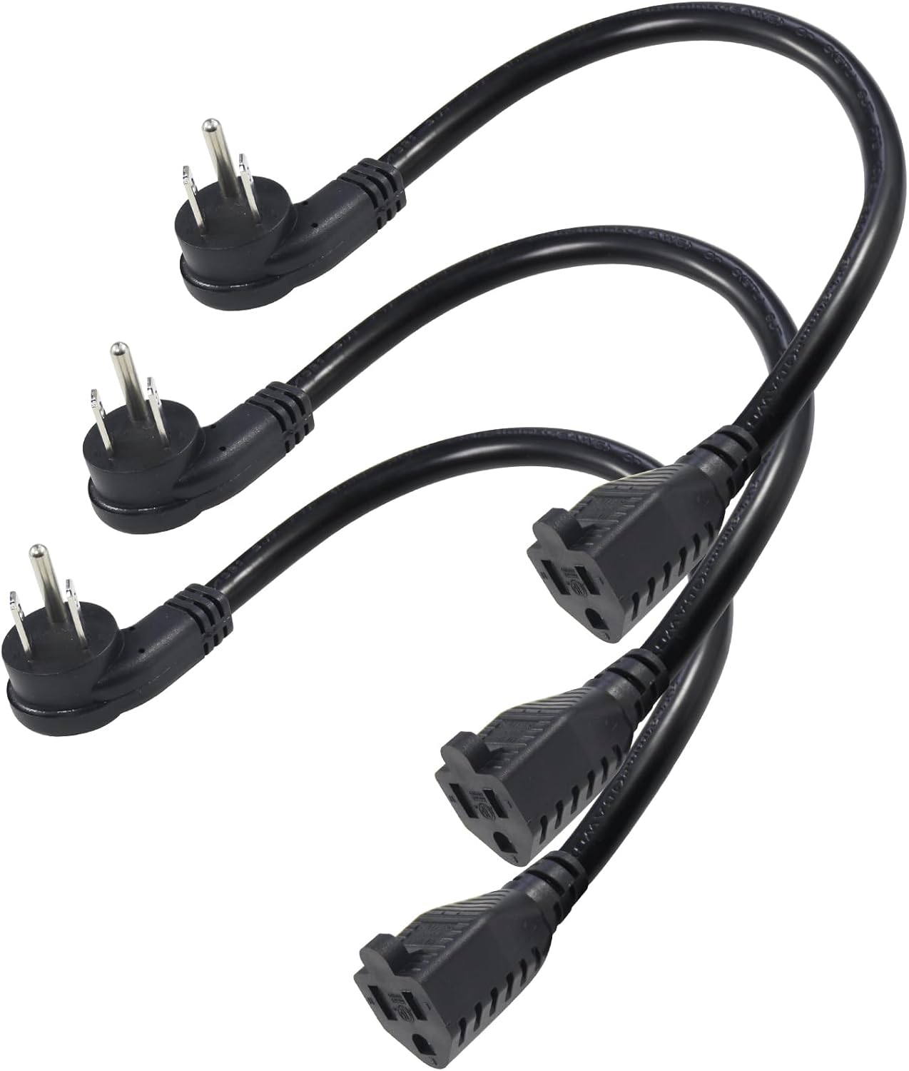 Amazon.com: [3 Pack] 8inch Flat Plug Short Power Extension Cord - Black ...
