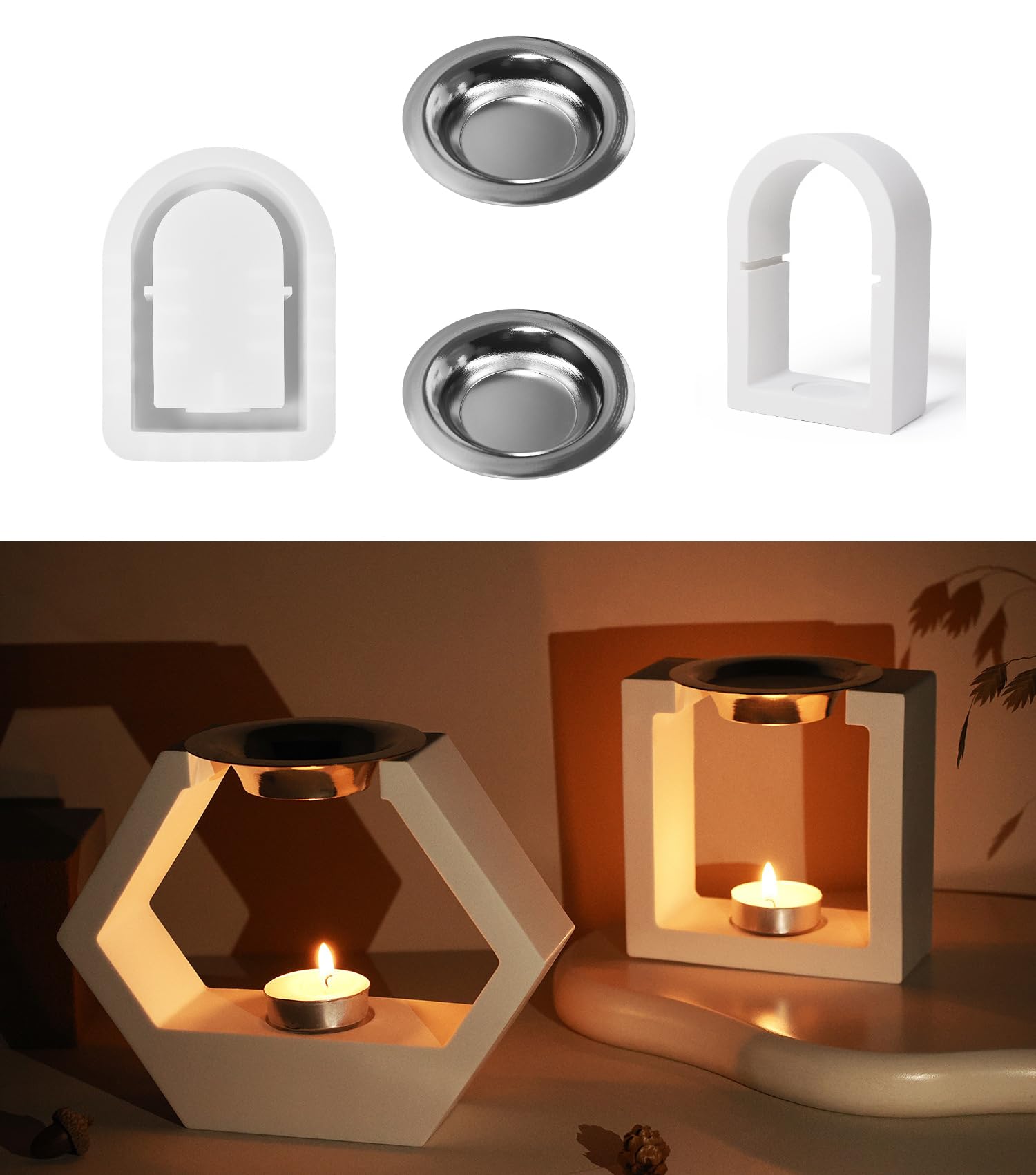 Amazon.com: Yalulu Essential Oil Burner Silicone Resin Mold, Tealight ...