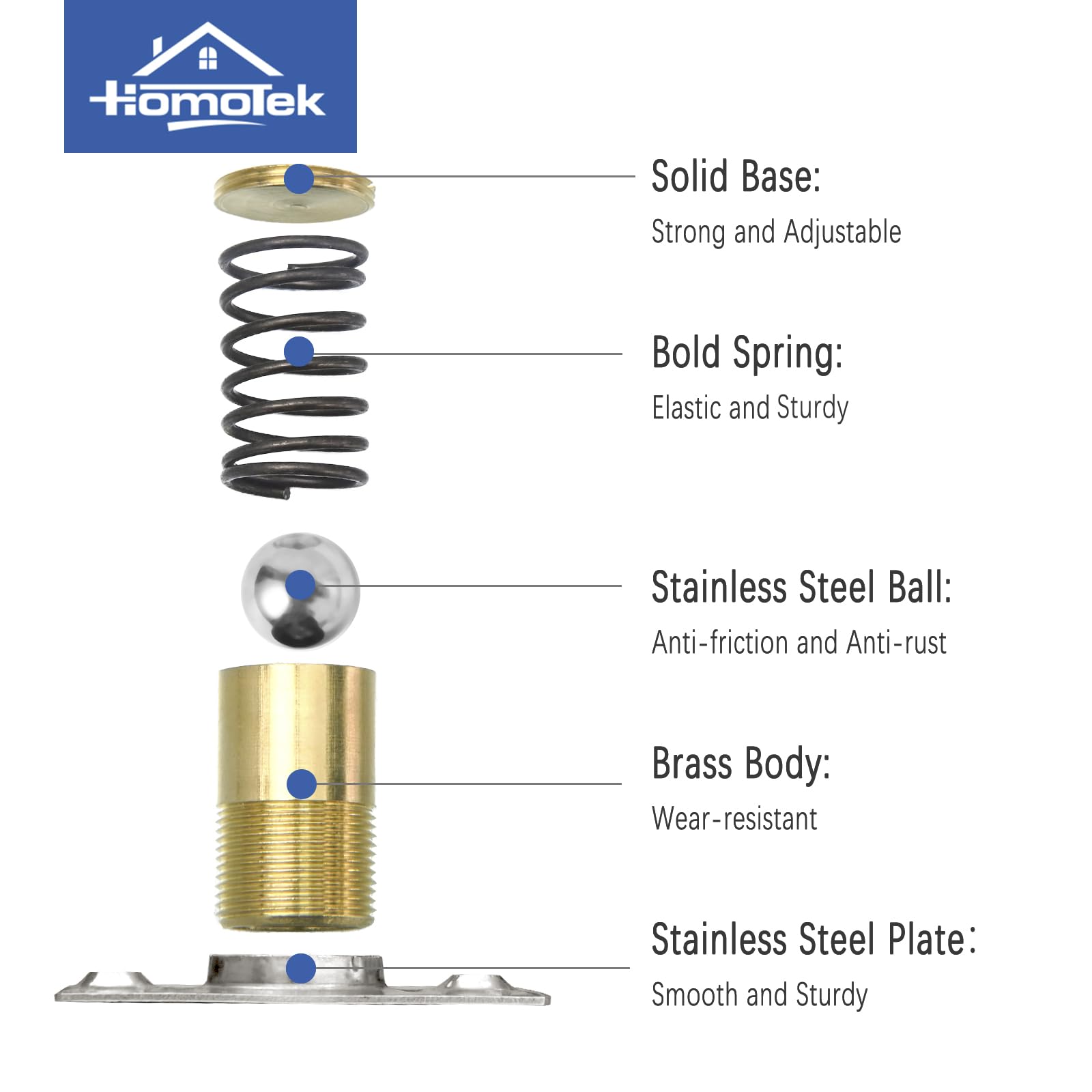 Closet Door Hardware Ball Spring Adjustable Brass Door Ball Catch With