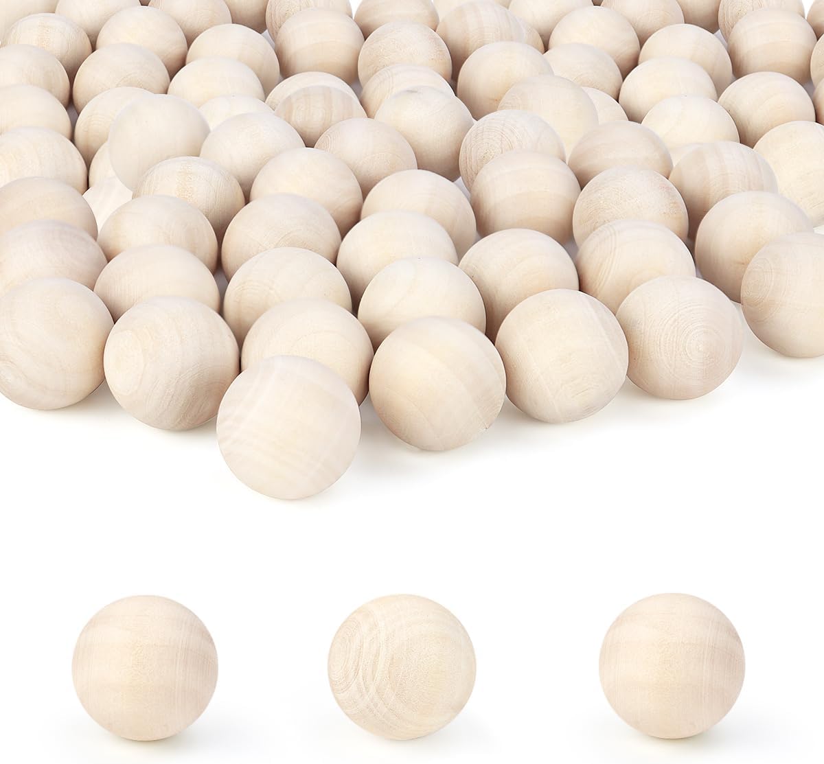 Amazon.com: 25 Pcs Natural Round Wooden Balls 1 Inch Unfinished No Hole ...