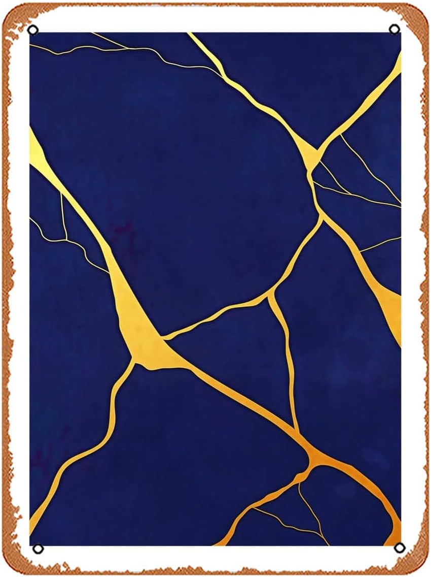 Amazon.com : Muecddoa Deep Blue Kintsugi Art Print - Vintage Poster ...
