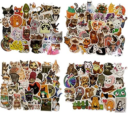 100 Pcs Cat Stickers Funny Stickers Cute Cat Stickers Cartoon Animal ...