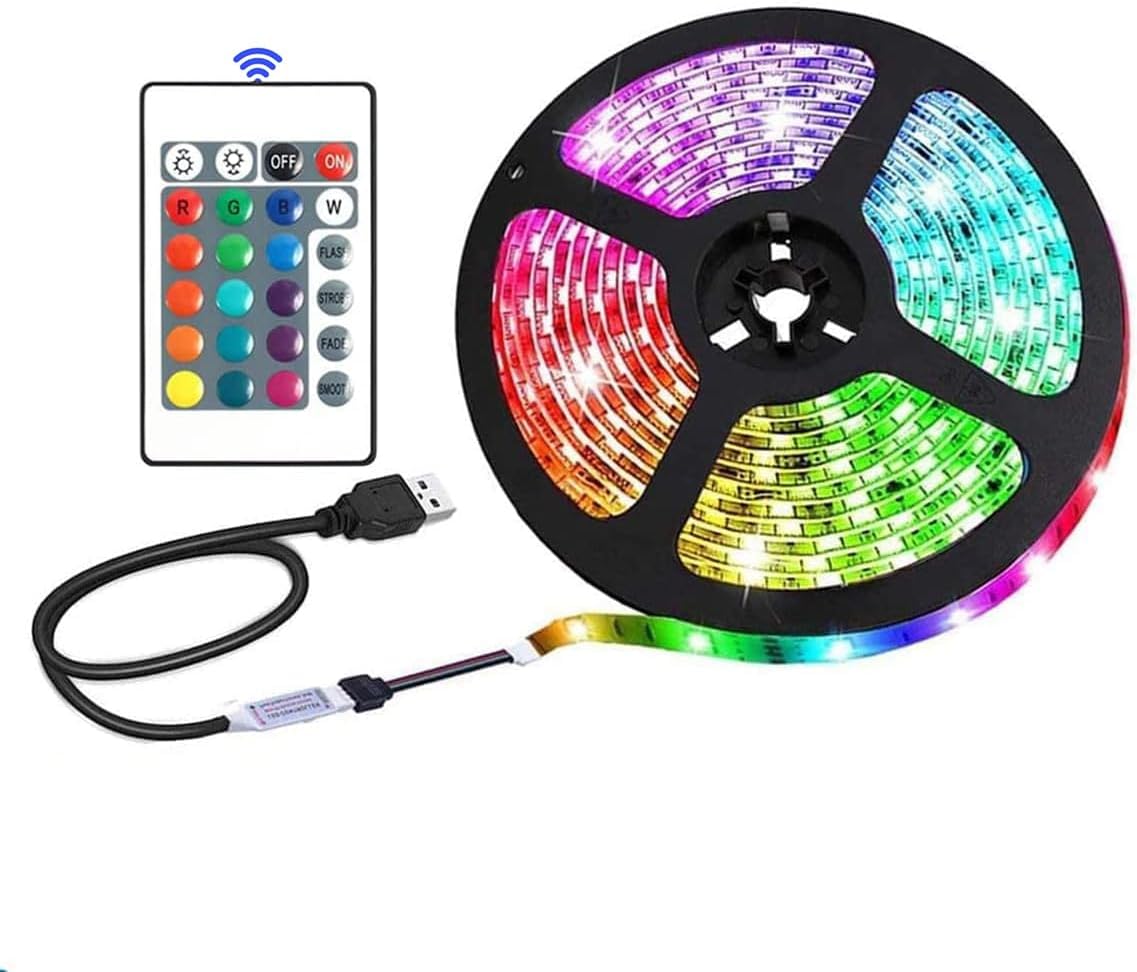 Valletock USB LED Colour Changing Strip Lights with RGB 16 Colours ...