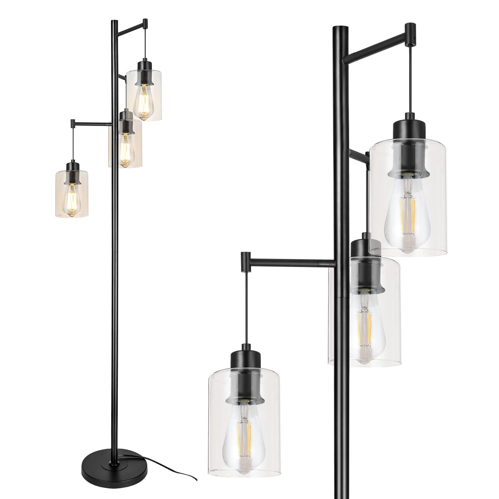 Buy Classic Powder Coated Tree Standing Pole Floor Lamp, Three E26 ...