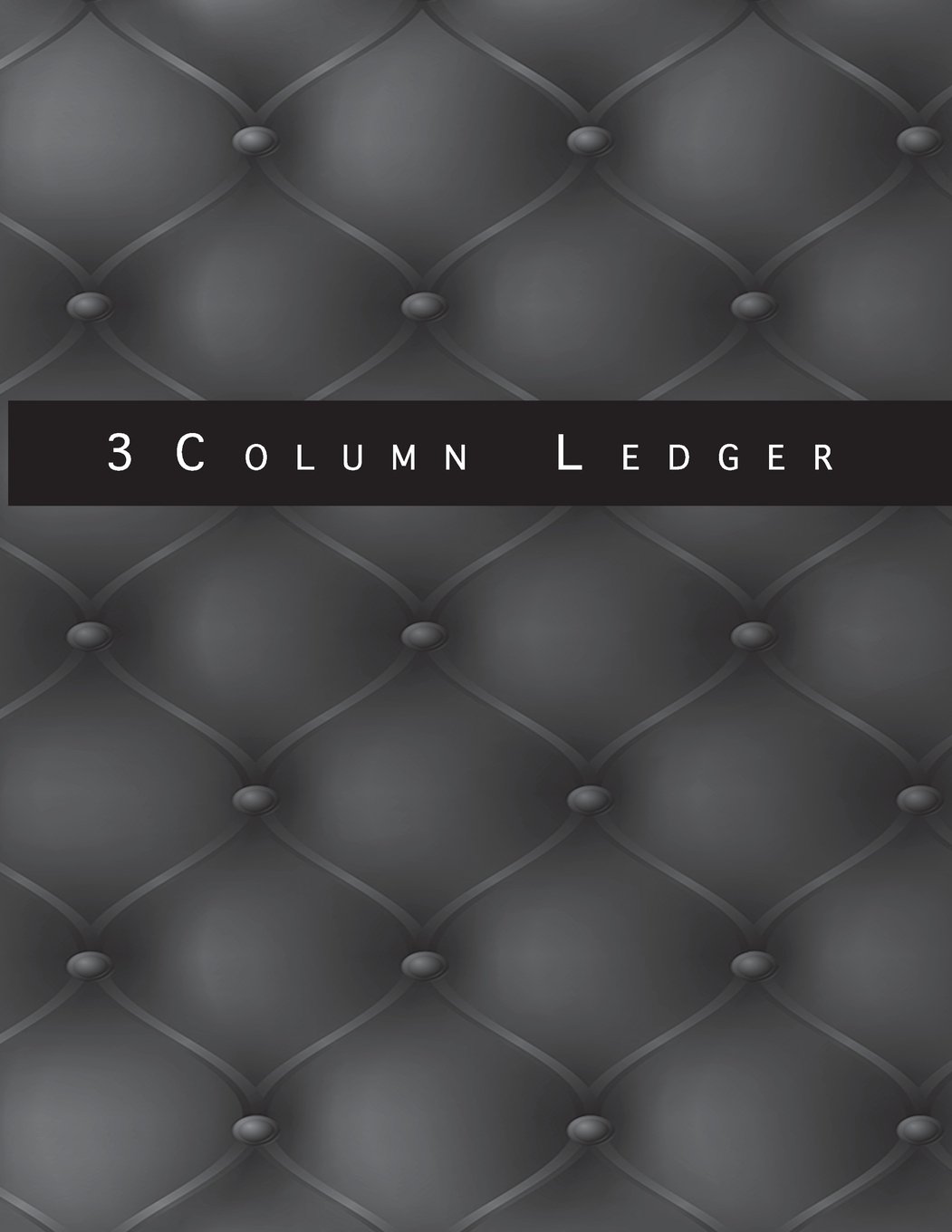 3 Column Ledger: Leather Texture Graphics,Soft Cover Glossy Black, 8.5 ...