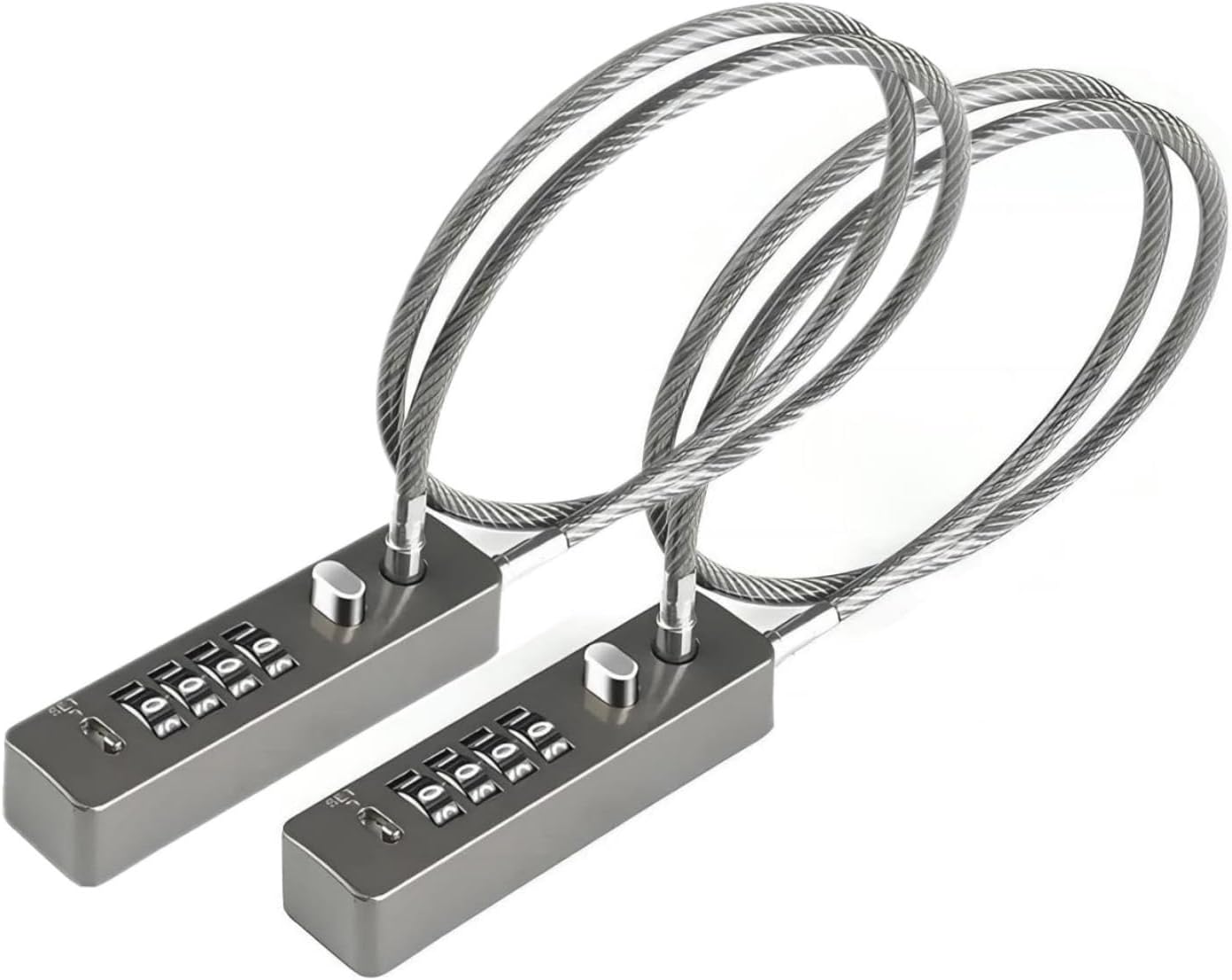 ZYELBF 2 Pack Steel Cable Locks, 23-3/5 Inch Length Combination Cable 4 ...