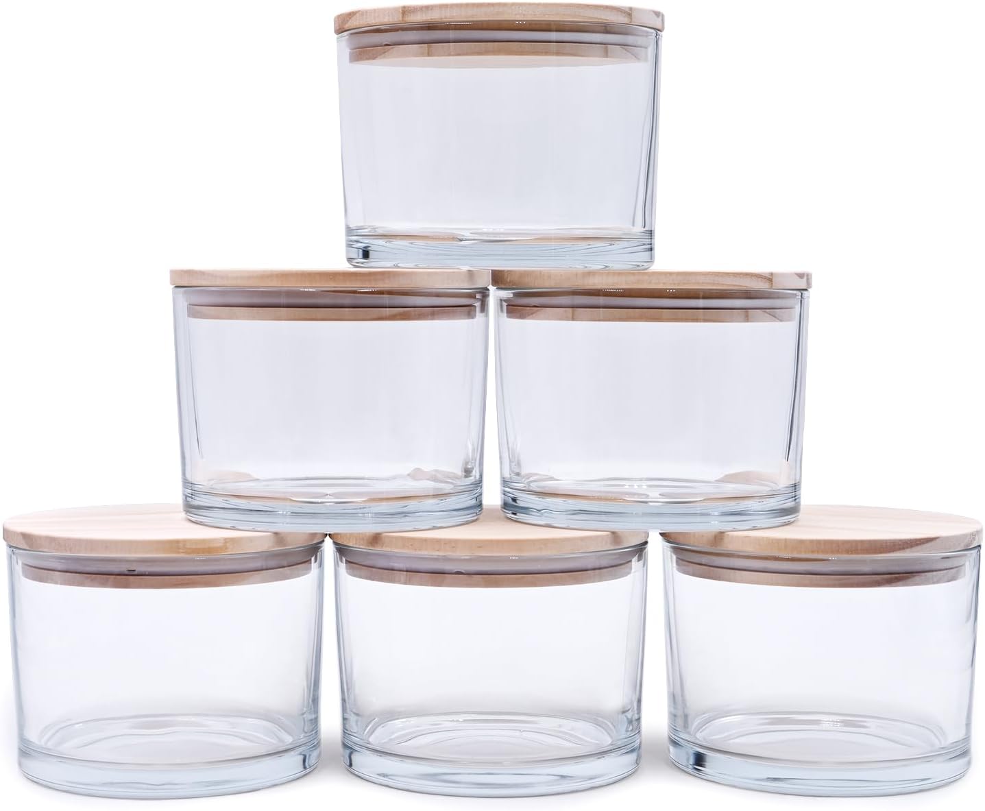 Amazon.com: Quikobo 12-Pack 11oz Clear Glass Candle Jars with Bamboo ...