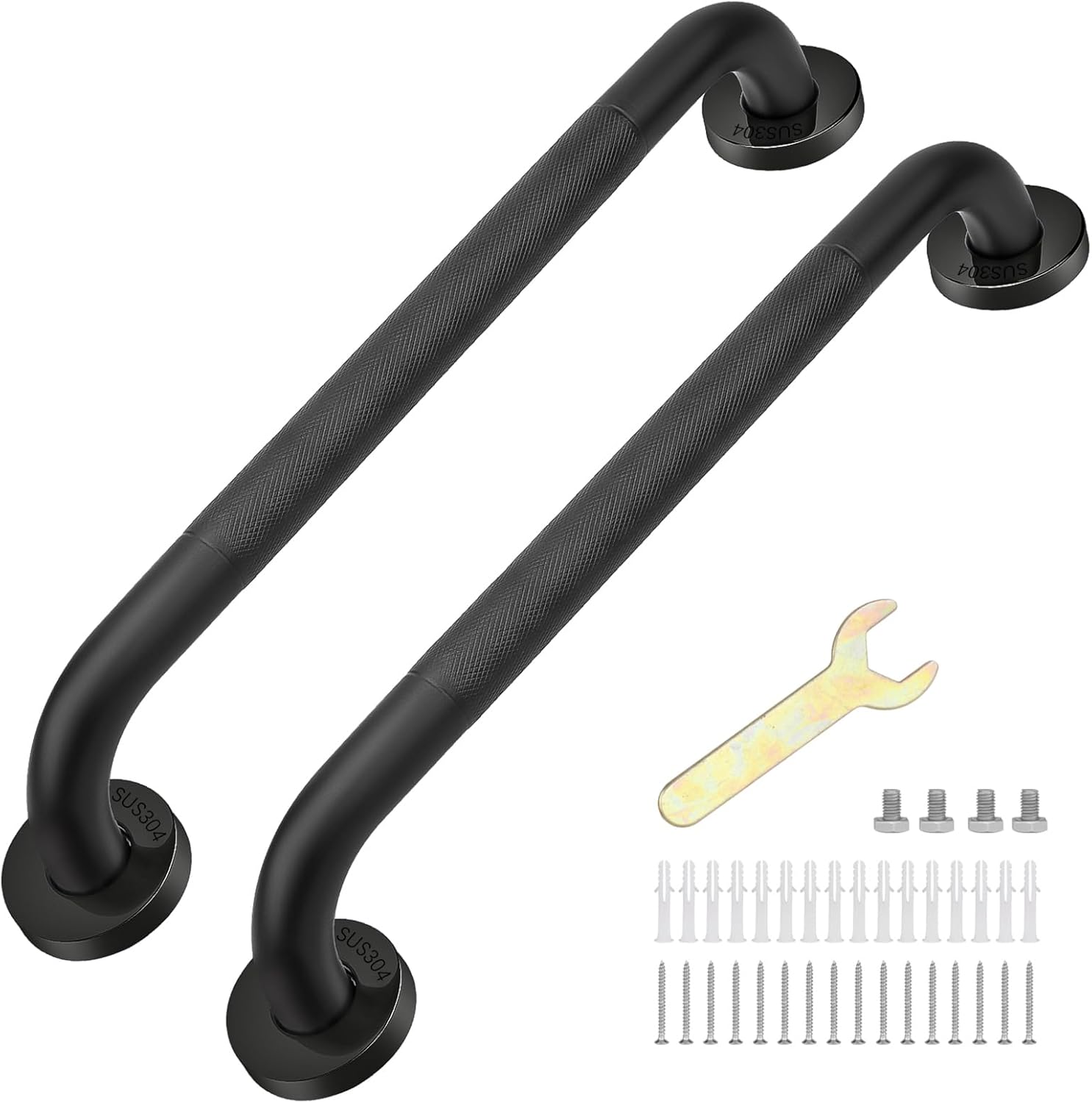 sunzone 2 PCS Bathroom Grab Bars, 16-inch Anti Slip Grab Bars, Chrome ...