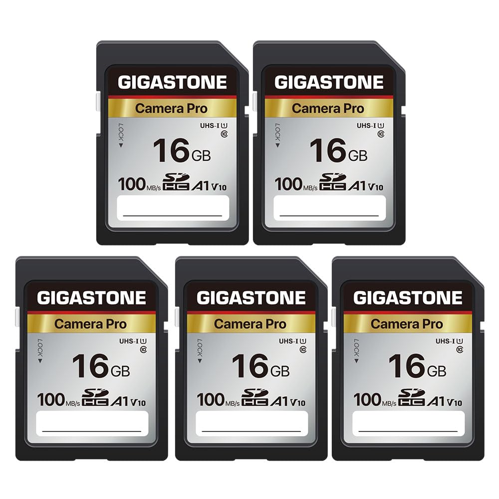 Gigastone SD Card 16GB 5-Pack, High-Speed 16GB SD Card Full HD Video ...