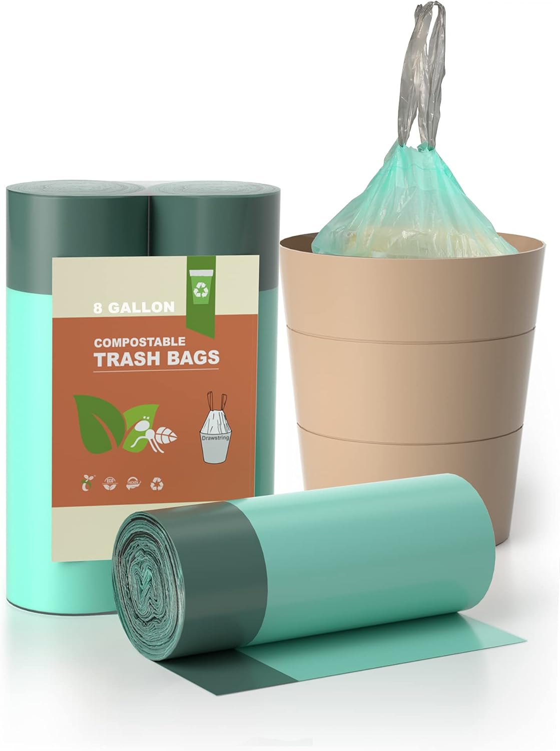 Amazon.com: 8 Gallon Drawstring Trash Bags Medium Trash Can Liners ...