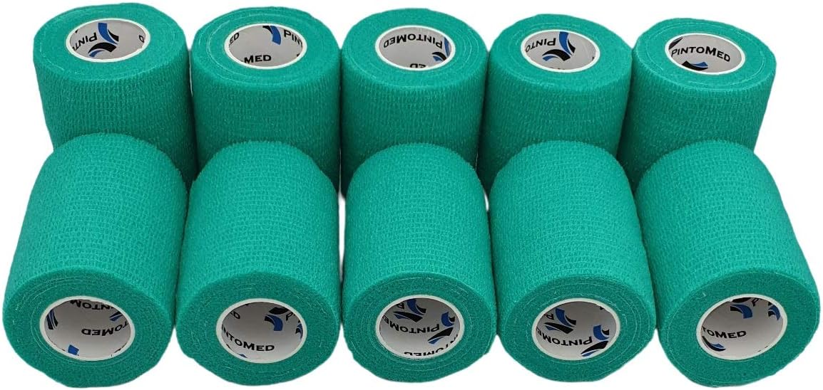 PintoMed – 10 X Green X 7.5CM X 4.5M - Cohesive Bandage Stretched, Self ...