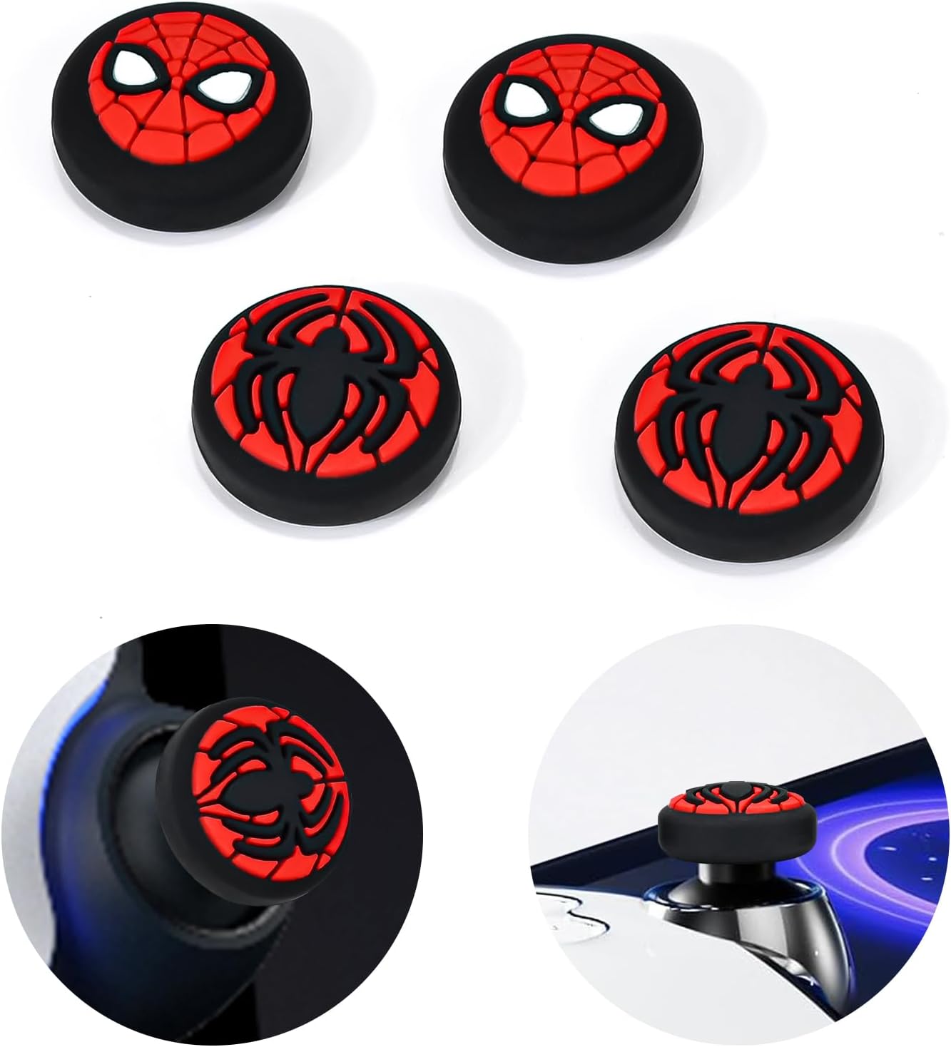 Pack of 2pc White Spider Thumb Grip Stick Cap Cover Controller KeyCaps ...
