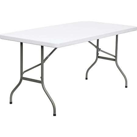 Amazon.com: Flash Furniture Elon 5-Foot Granite White Plastic Folding ...