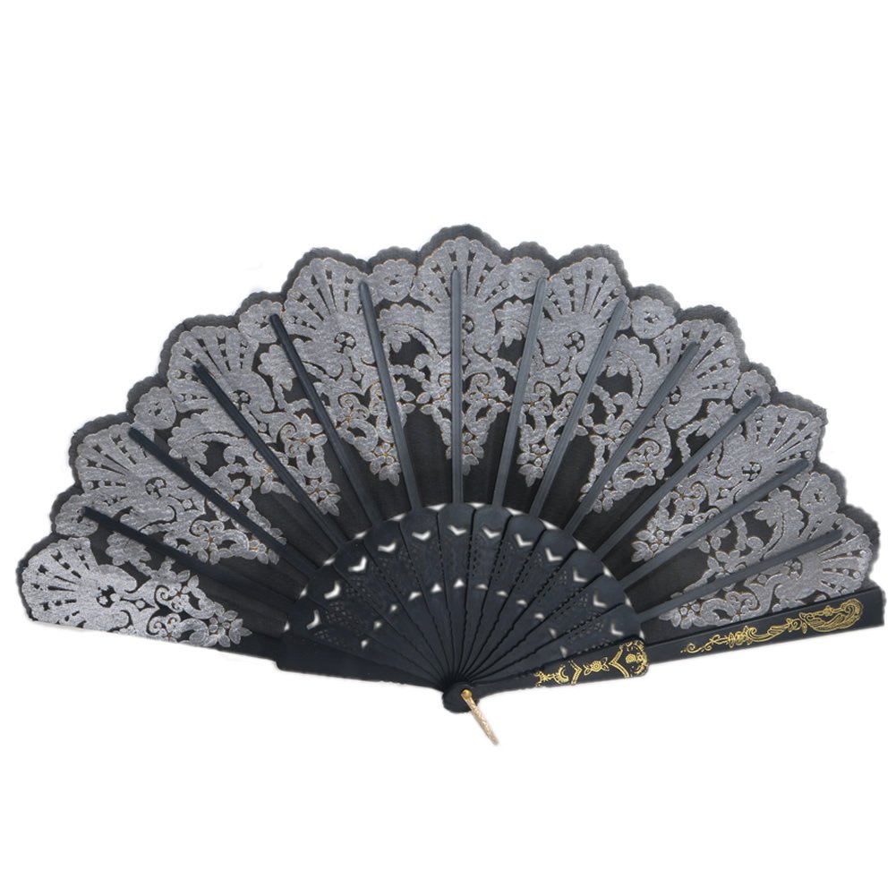 Black Dancing Spanish Style Fans Wedding Party Fans WchoeSS 2 Pack