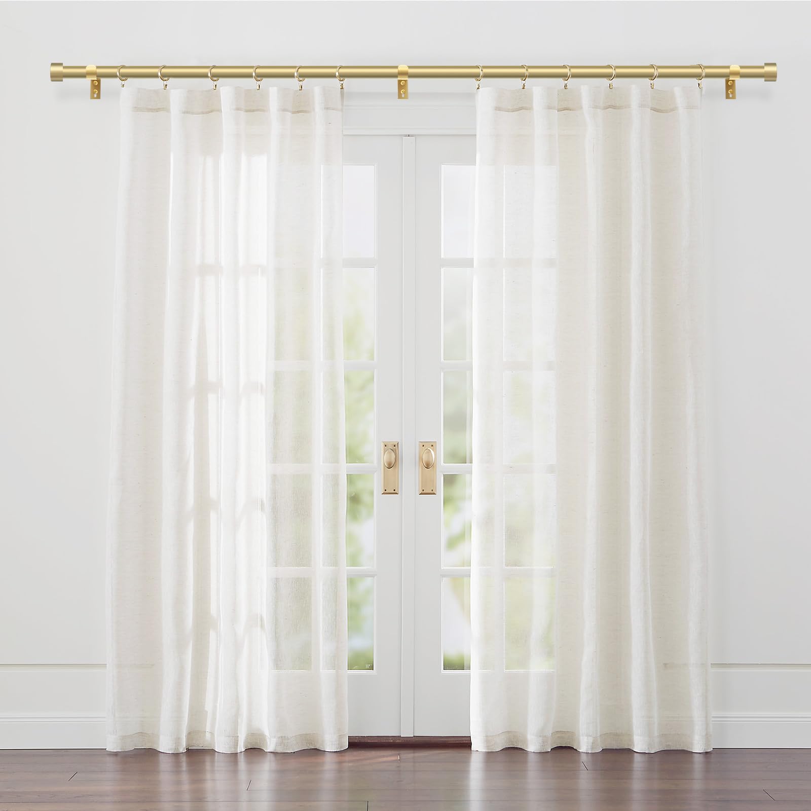 2 Pack Curtain Rods for Windows 48 to 84 Inch, 1 Inch Matte Gold ...