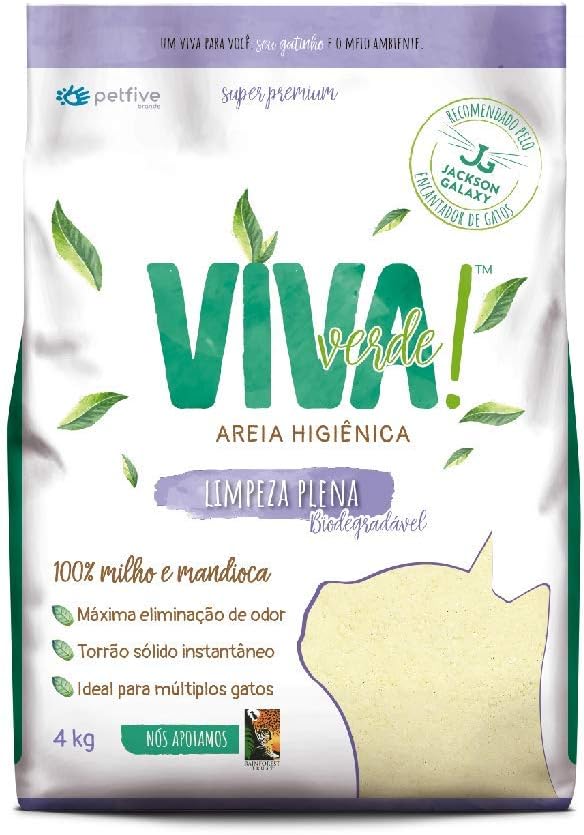 Areia Higiênica Biodegradável para Gatos Petfive / Viva Verde Limpeza Plena 4kg | Amazon.com.br
