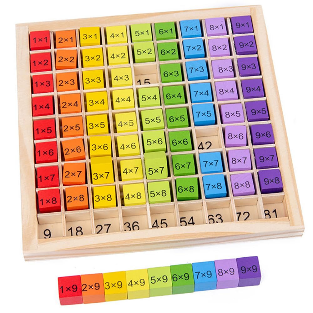 Wooden multiplication table and building blocks9 x 9 Times Tables Tray ...