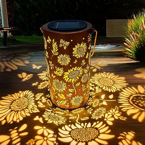 Camaxun Solar Sunflower Lanterns Garden Decor, Outdoor Waterproof ...
