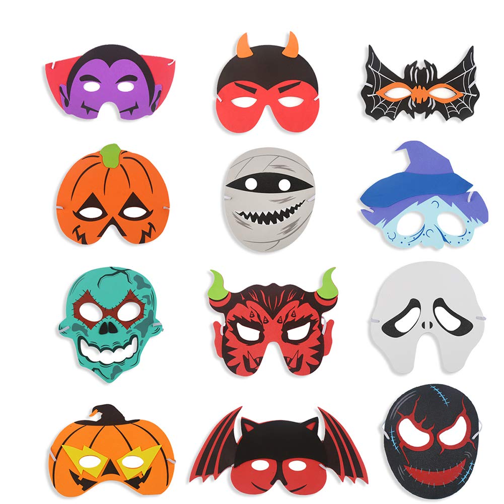 Amazon.com: CCINEE 12 PCS Halloween Foam Masks for Kids Party Favor ...