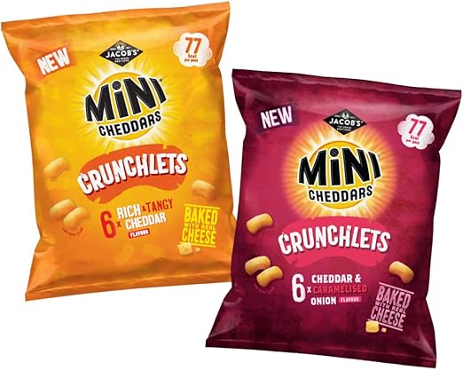 Jacobs Mini Cheddars Crunchlets 6X17g | Rich & Tangy Cheddar + Cheddar ...