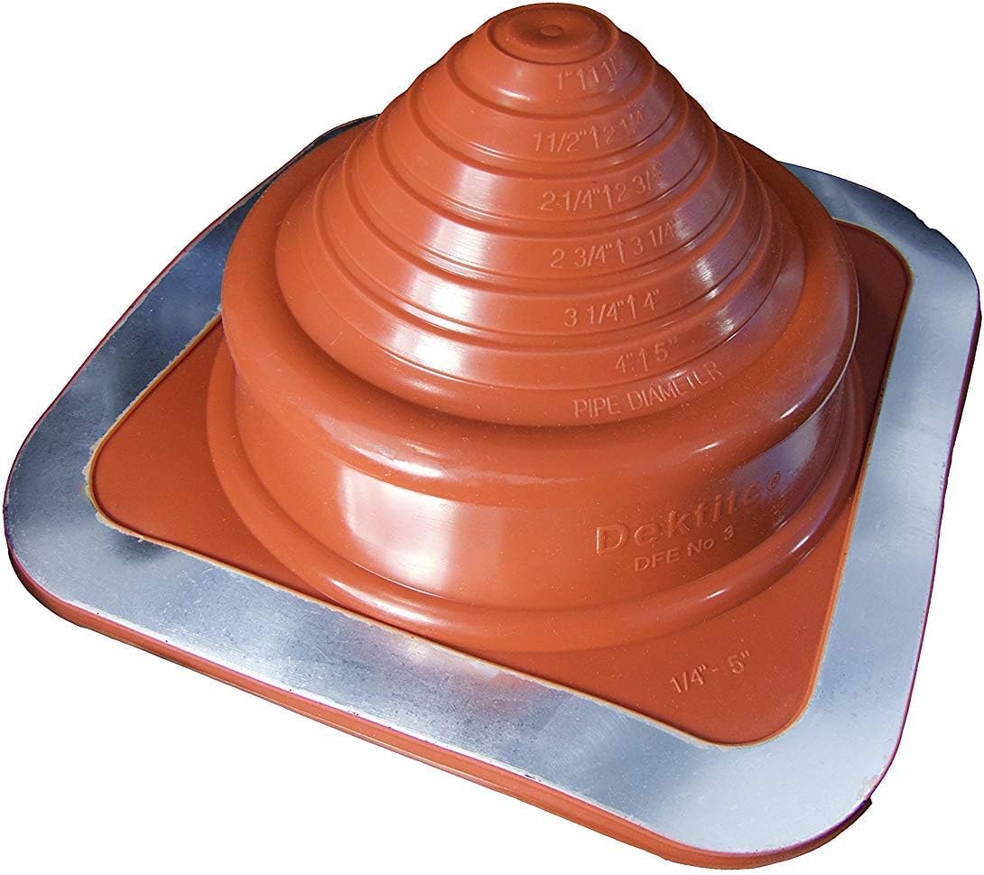 Dektite #6 Red Silicone Metal Roof Pipe Flashing, High Temp, Round Base ...