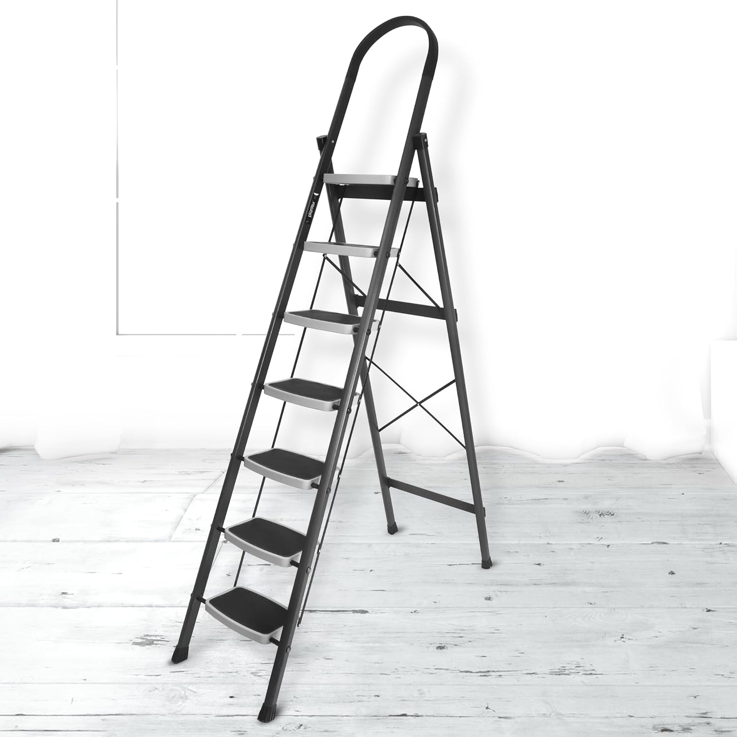 Ladder for Home-Foldable Steel 7 Step Ladder-Wide Anti Skid Steps (Gray ...