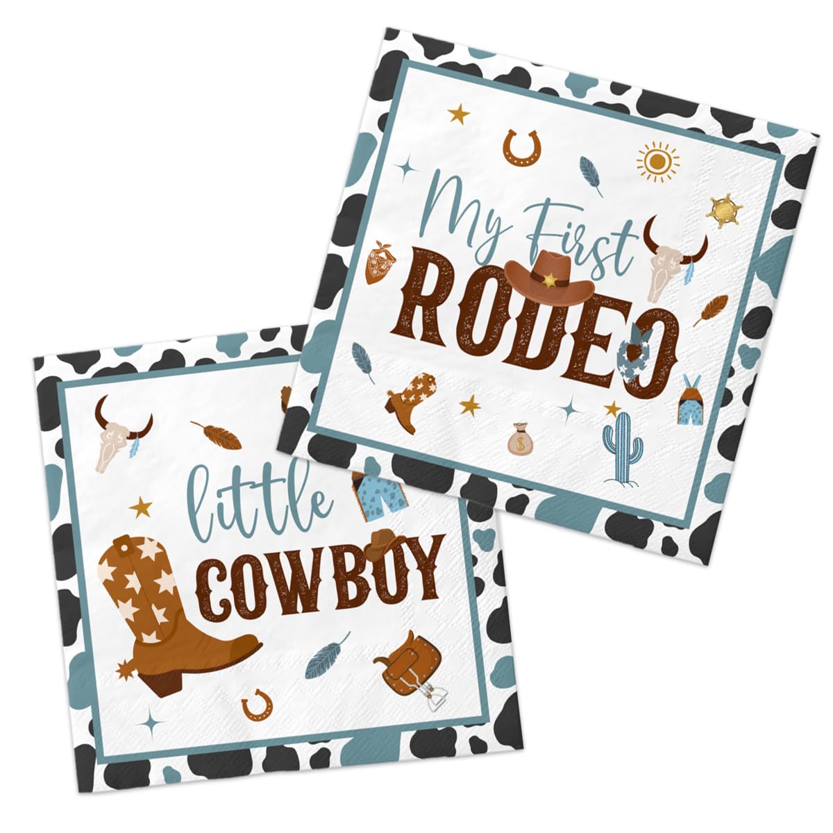 Amazon.com | My First Rodeo Baby Shower Decorations-40Pcs Blue Cowboy ...
