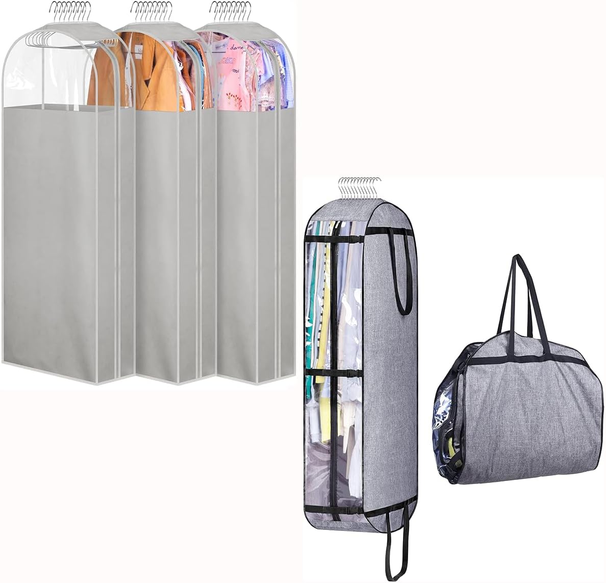 Amazon.com: MISSLO 50" Long Dress Bags for Closet Storage Bundle with ...