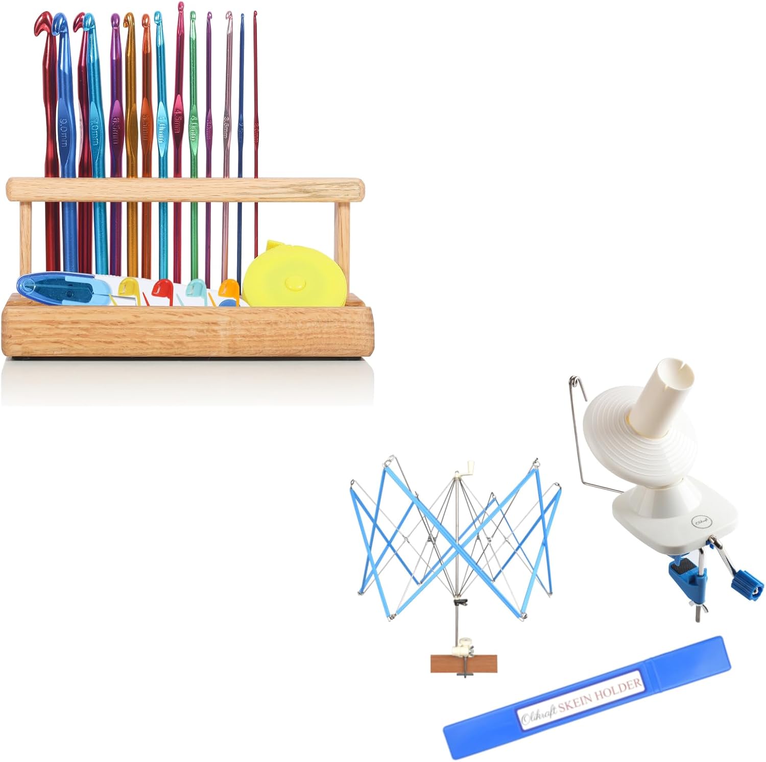 Amazon.com: Olikraft 14-Piece Ergonomic Crochet Hook Set with Wooden ...